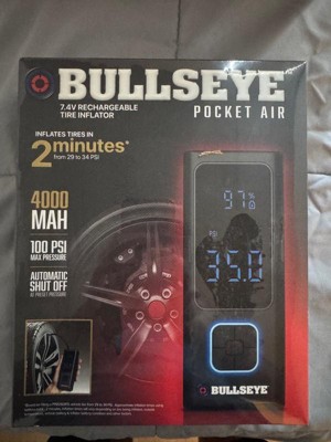 Bullseye Pocket Air Tire Inflator 4000mAH Rechargeable Electric Air ...