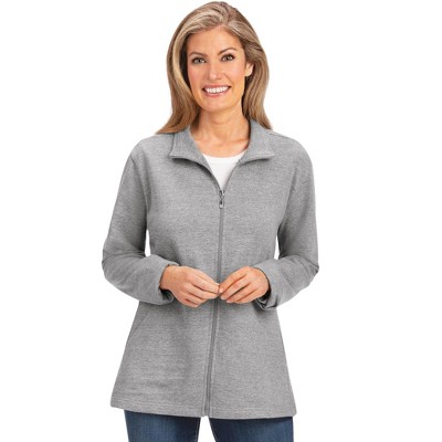 Collections Etc Stylish French Terry Zip Front Jacket With Flattering Collar X-large Heather ...