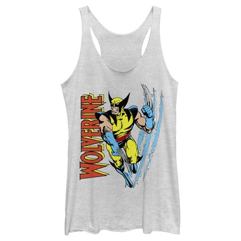 Women's Marvel X-men Wolverine Slash Racerback Tank Top - White Heather ...