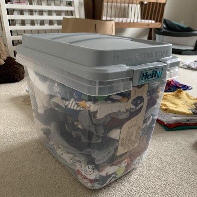 Hefty 32qt Slim Clear Plastic Storage Bin With Gray Hi-rise Stackable ...