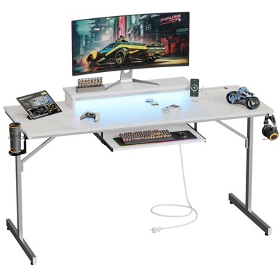 X Rocker Icarus Mesh Gaming Desk With Wood Desktop White: Steel Frame ...