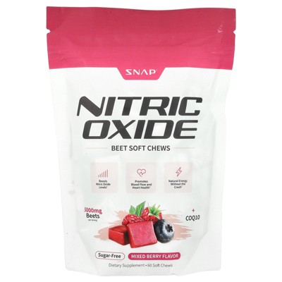 Snap Supplements Nitric Oxide Beet Soft Chews, Sugar Free, Mixed Berry ...