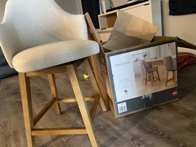 Kinston Swivel Curved Back Upholstered Counter Height Barstool ...