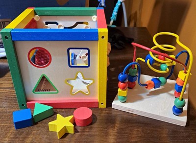 Wooden Activity Cube With Bead Maze, Shape Sorter, Abacus Counting ...