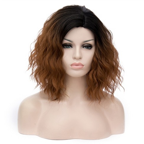 Unique Bargains Curly Wig Human Hair Wigs For Women 14" With Wig Cap ...