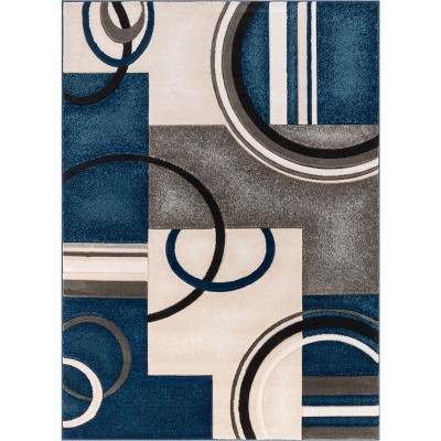 Well Woven Maggie Blue Modern Geometric Dots & Boxes Pattern Area Rug ...