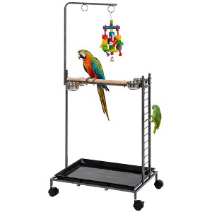 PawHut Bird Stand with Wheels, Parrot Stand with Slide-out Tray ...