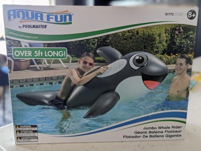 Poolmaster Jumbo Whale Rider Inflatable Swimming Pool Float - Gray ...
