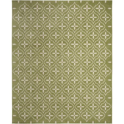 Nourison Essentials Moroccan Modern Indoor Outdoor Rug Green Ivory 5' X ...