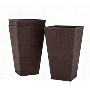 HomeRoots Set of Three Brown Recycled Plastic Rectangular Planter Box ...