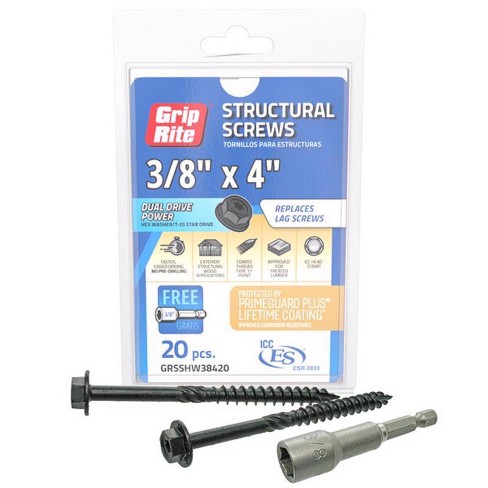 Grip-rite 3/8 In. Wire X 4 In. L Star Hex Washer Head Structural Screws ...