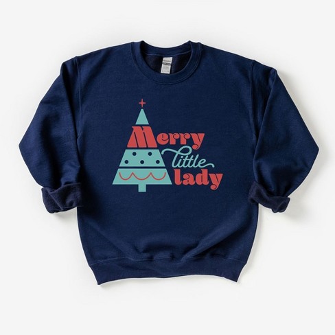 The Juniper Shop Merry Little Lady Youth Graphic Sweatshirt - S - Navy ...