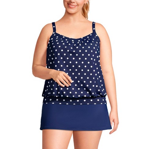 Lands' End Women's Chlorine Resistant Blouson Tankini Swimsuit Top - 2 ...