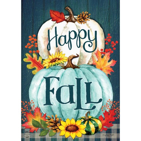 Happy Fall Pumpkins Primitive House Flag Autumn Leaves 28" X 40 ...