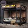 Bellemave Full Size Bunk Bed with Storage Shelves,Metal Frame with LED ...