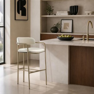 GDFStudio Nellie 29.5" Seat Height Chenille Upholstered Barstool with ...
