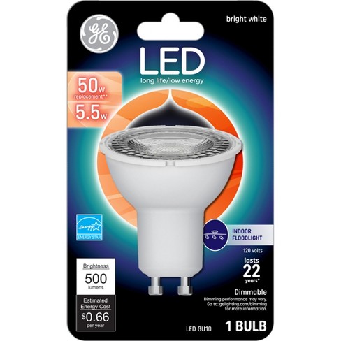 Ge 50w Bright White Mr16 Light Bulb Gu10 Base: Led, Dimmable, 500 ...