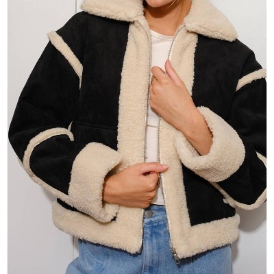 Women's The Lodge Suede Shearling Jacket - Pretty Garbage L : Target