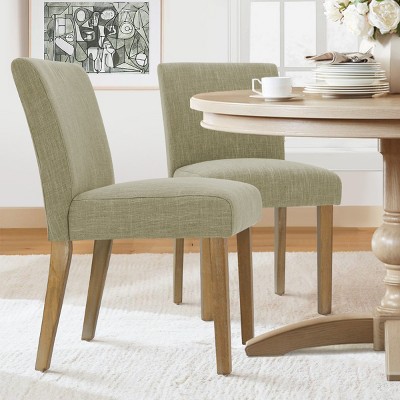 North Linen Dining Chairs Set Of 2 sage Green Upholstered Parsons Chairs With Rubberwood Legs maison Boucle Target