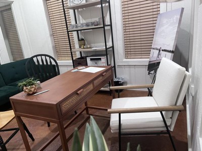 Minsmere Writing Desk with Drawers Brown Threshold Rattan Style Home Office Furniture Study Table