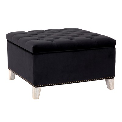 Westintrends Round Velvet Tufted Storage Ottoman For Living Room ...