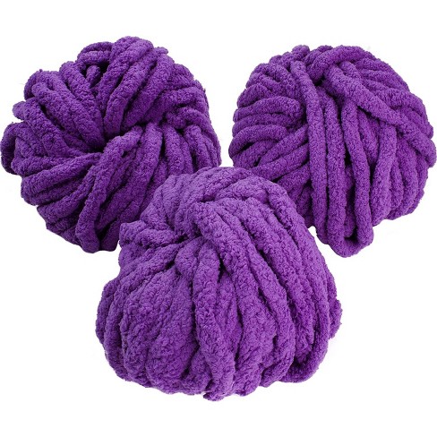 Idiy Chunky Yarn 3 Pack (24 Yards Each Skein) - Dark Purple - Fluffy ...