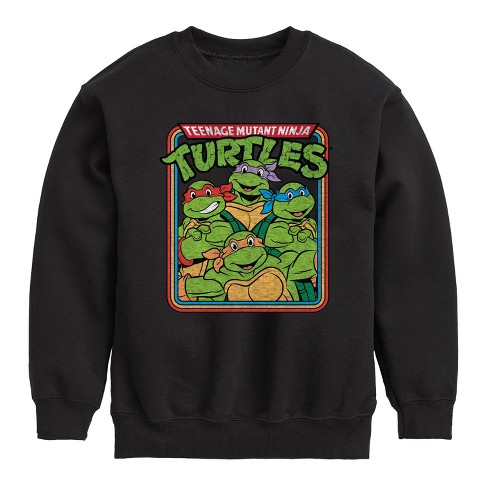 Boys' Teenage Mutant Ninja Turtles Retro Group Graphic Long Sleeve Fleece Sweatshirt - Black - X ...
