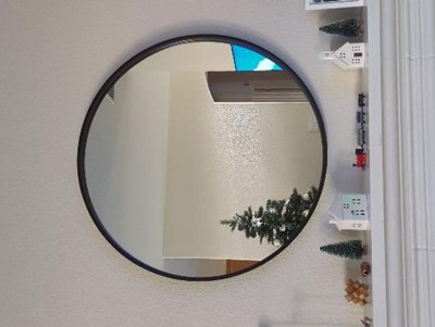 34" Round Decorative Wall Mirror Brass - Threshold™ Designed With ...
