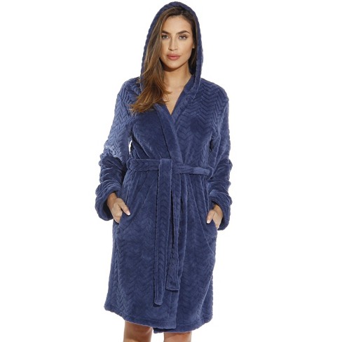 Just Love Womens Plush Solid Robe | Ladies Hooded Bathrobe 6341-navy-1x ...