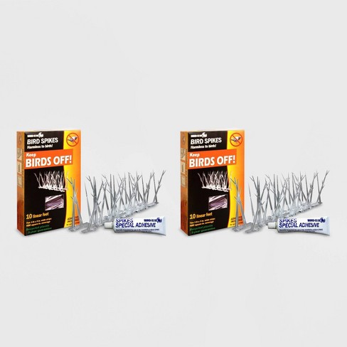 2pk 10' Plastic Bird Spikes Kit With Glue - Bird-x: Deterrent Barrier ...