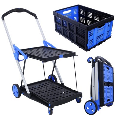 Magna Cart 2-tier Folding Shopping Rolling Crate Cart, Grocery Cart ...