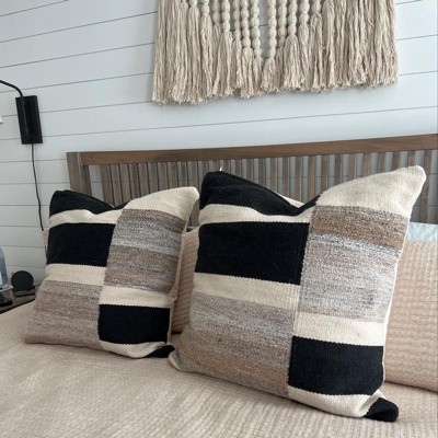 Oversized Blocked Woven Square Throw Pillow Neutral - Threshold™ : Target