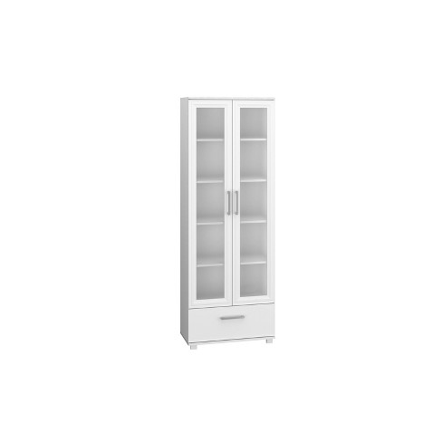 71.85" Serra 5 Shelf Bookcase White - Manhattan Comfort: Frosted Glass ...