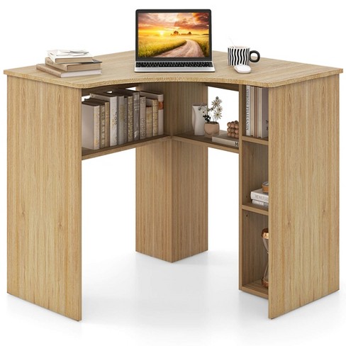 Costway L-shaped Computer Desk With Storage Shelves Adjustable Shelf ...