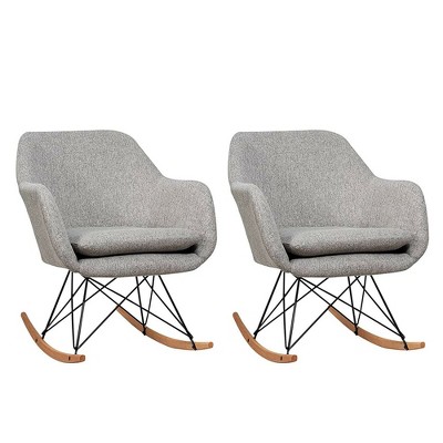 Costway Set Of 2 Accent Rocking Chair Upholstered Rocking Arm Chair W ...