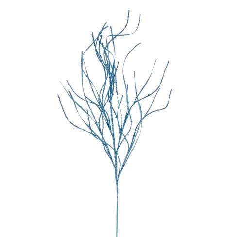 Vickerman 40" Baby Blue Berry Cluster And Wavy Glitter Ball Spray, 4 ...