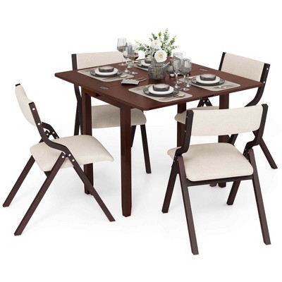 Costway Kitchen Table Set for 4 with Expandable Dining Table 4 ...