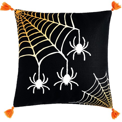 The Lakeside Collection Spiderweb Embroidered Accent Pillows - Black ...