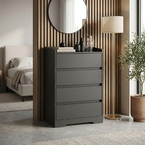 Modern 4-Drawer Tall Chest of Drawers Without Handle, Slim Vertical ...