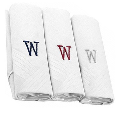 Thedappertie Men's 3 Pack White Cotton Monogrammed Handkerchiefs ...
