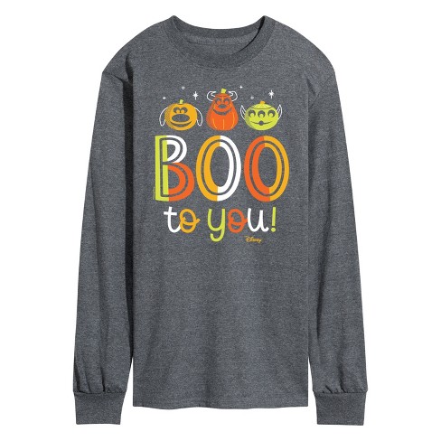 Men's Disney Boo To You Long Sleeve Graphic T-shirt - Heather Charcoal ...