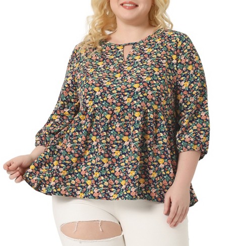 Agnes Orinda Women's Plus Size Keyhole Babydoll Lantern Retro Summer ...