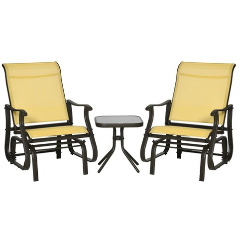 Outsunny 3-piece Outdoor Gliders Set Bistro Set With Steel Frame ...