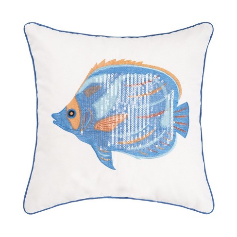 C&f Home 16" X 16" Galapagos Fish Sequined Throw Pillow : Target