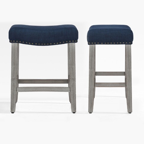 Westintrends 24" Upholstered Saddle Seat Counter Stool (set Of 2 ...