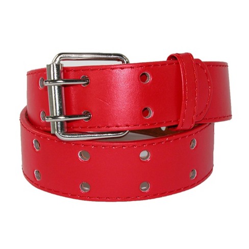Ctm Kids' Leather Two Hole Jean Belt, Small, Red : Target