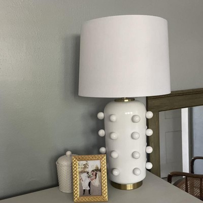 19.75"x7" Bubble Glass With Brass Detail Large Lamp Base Clear ...