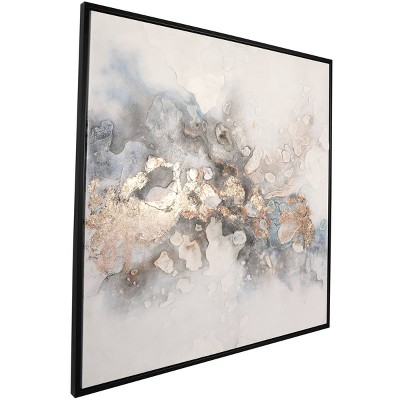 Canvas Abstract Watercolor Blotch Framed Wall Art With Gold Foil Accent ...
