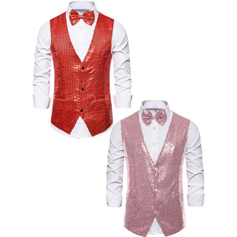 Lars Amadeus Men's Sequin Shiny Sleeveless Party Prom Dress Suit Vest ...