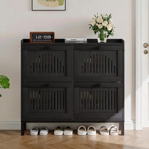 Garvee Wooden Shoe Cabinet with 4 Flip-Drawers, Entryway Storage ...